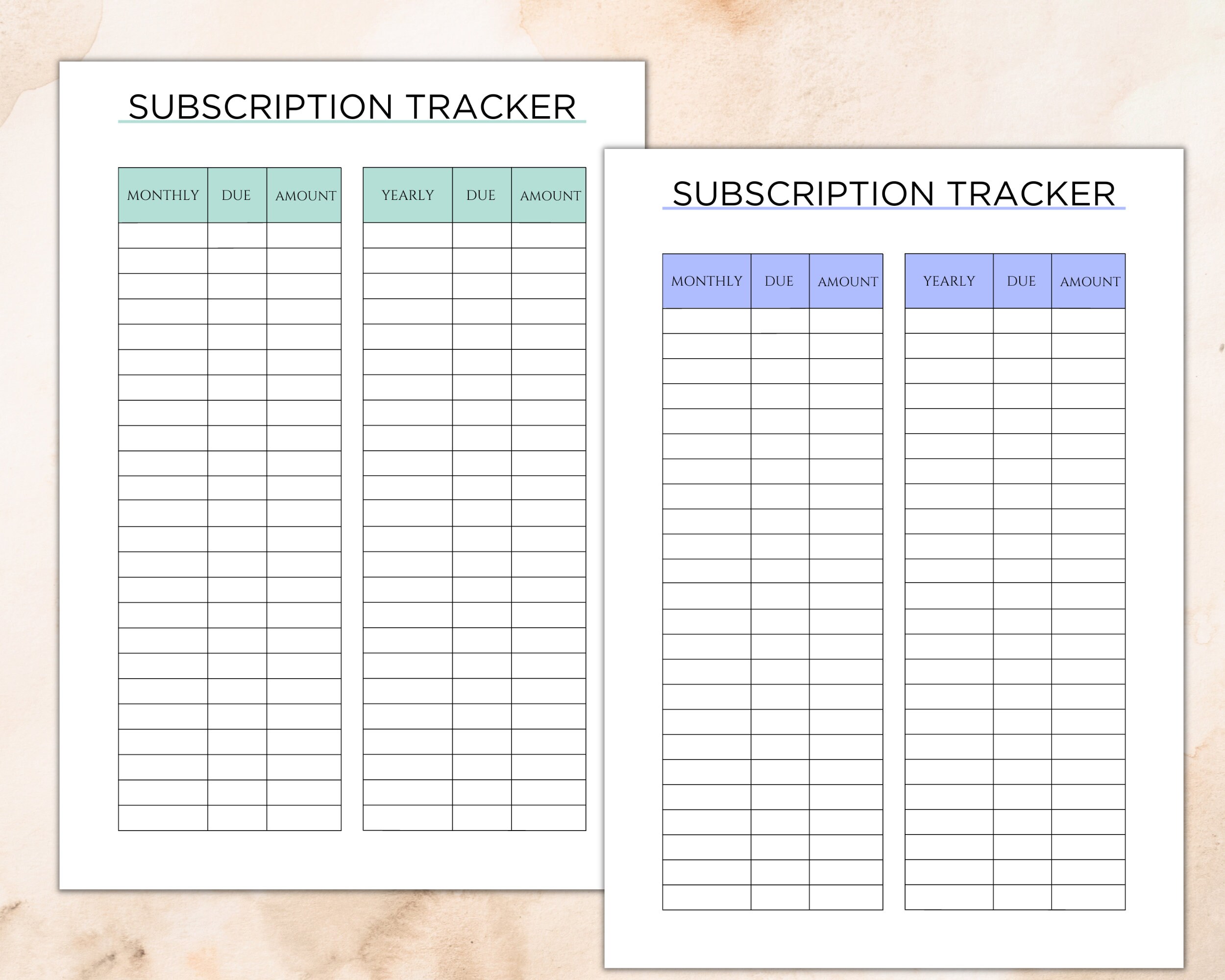 Editable and Printable Subscription Tracker, Subscription Log ...