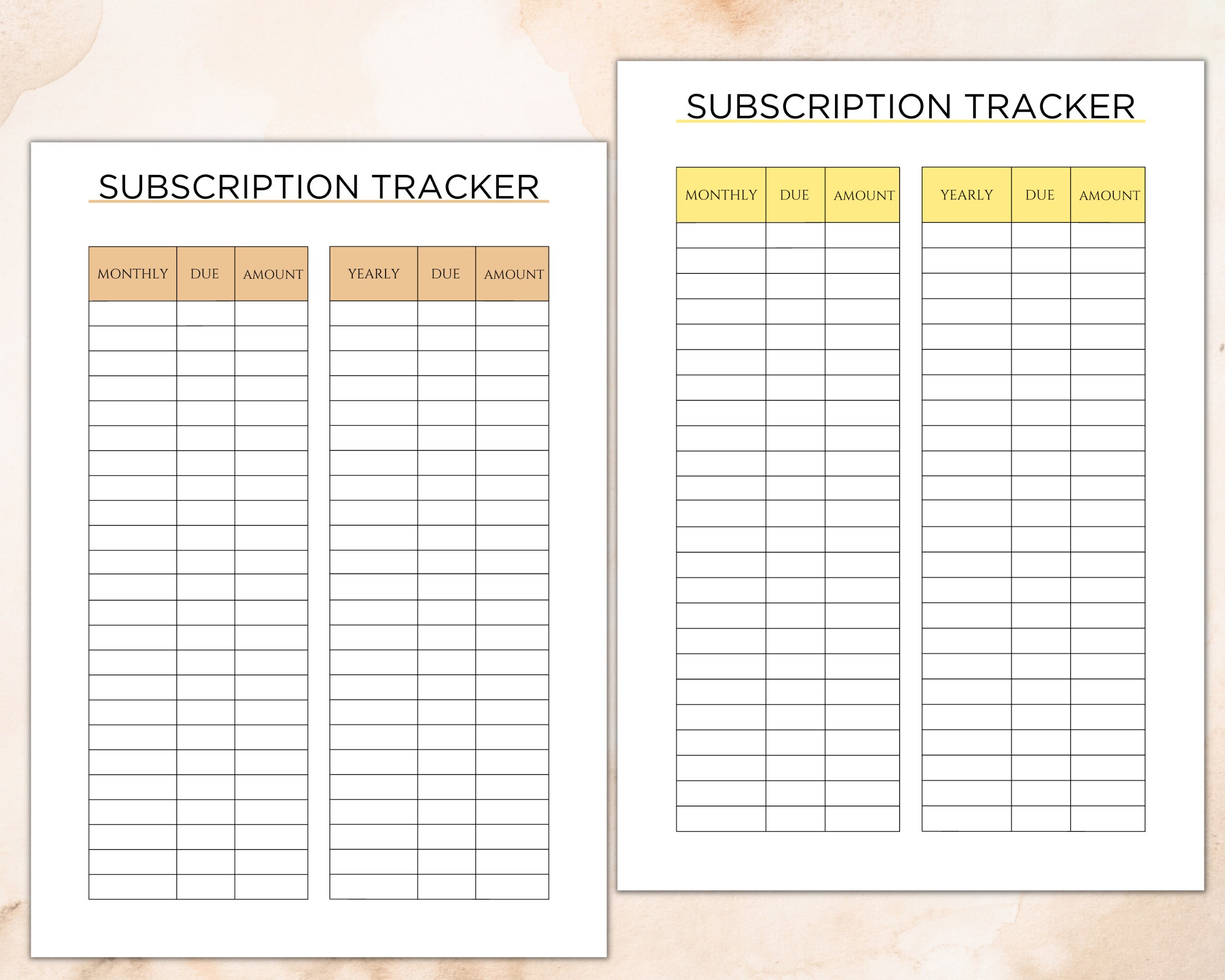 Editable and Printable Subscription Tracker, Subscription Log ...