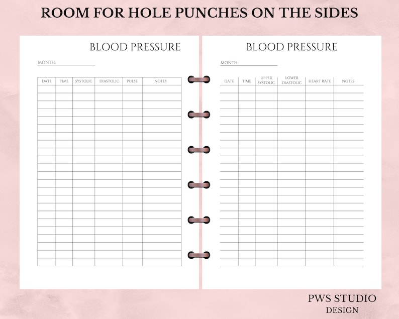 Blood Pressure Log Editable and Printable BP Tracker Daily Blood ...