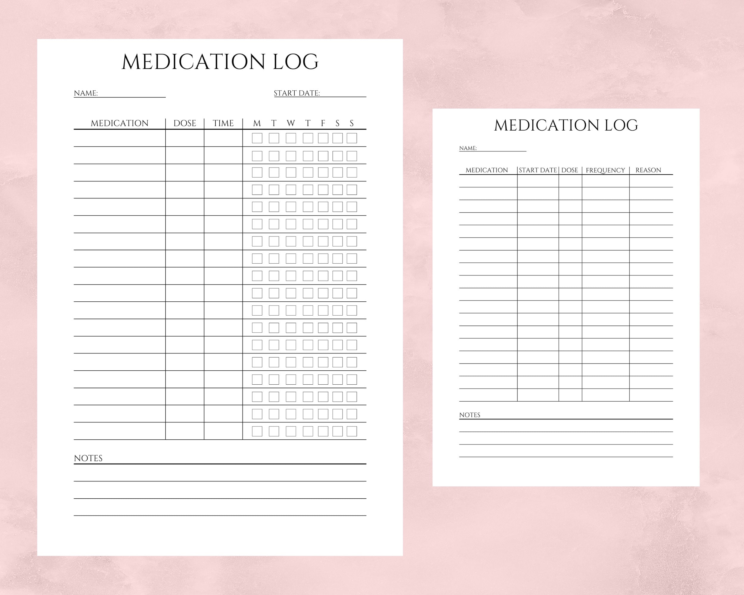 Printable Medication List Planner Page, Healthcare Dose Frequency ...