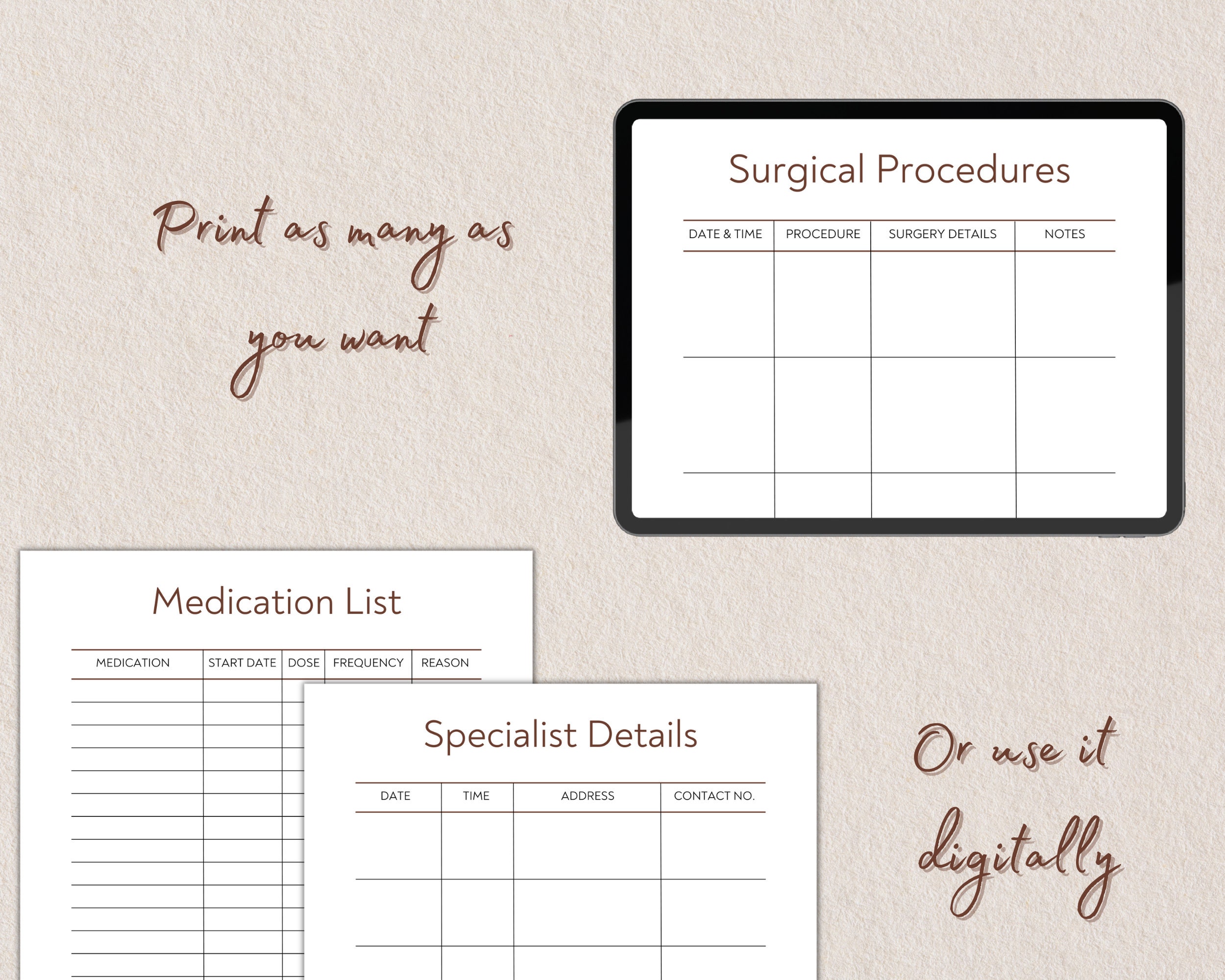 Medical Planner Printable and Editable, Healthcare Log, Chronic Illness ...