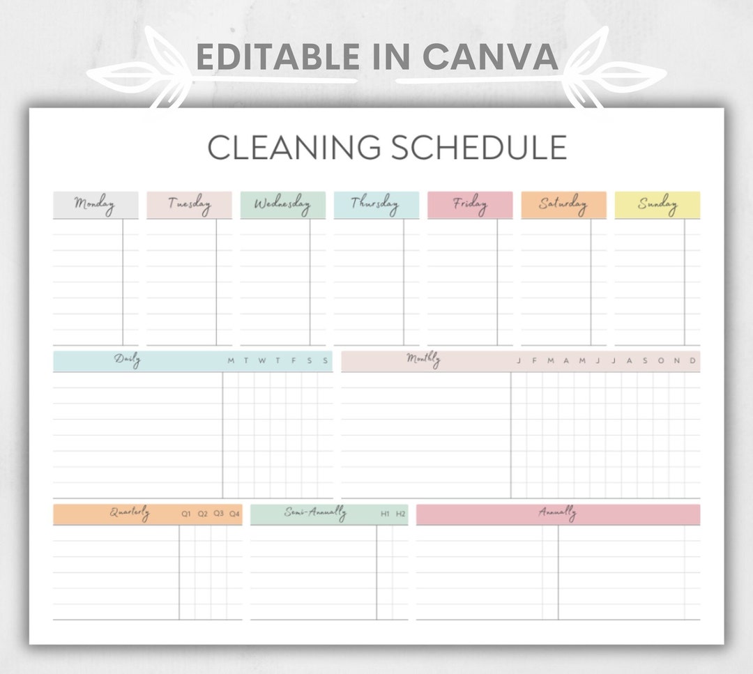 Editable Cleaning Planner, Cleaning Checklist, Cleaning Schedule ...