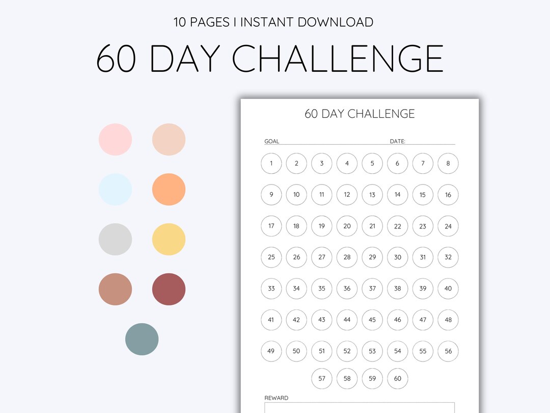 60 Day Challenge, Goal Setting, Progress Tracker, Habit Forming ...