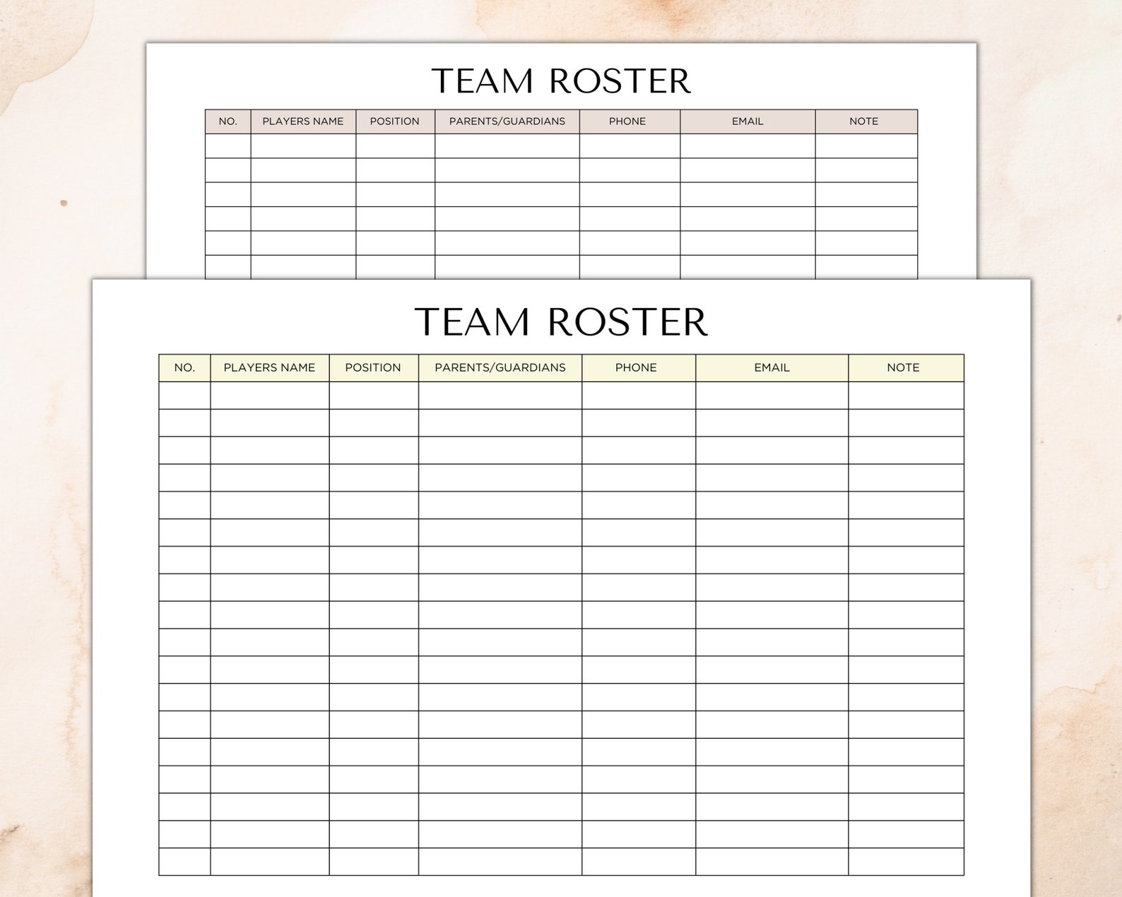 Team Roster Printable, Editable Sports Roster, Printable Soccer Team ...