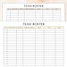 Team Roster Printable, Editable Sports Roster, Printable Soccer Team ...