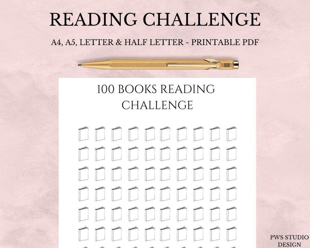 Printable Reading Challenge, 10 25 50 100 Books Challenge, Reading ...