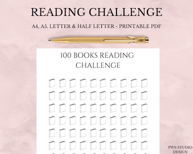 Printable Reading Challenge, 10 25 50 100 Books Challenge, Reading ...
