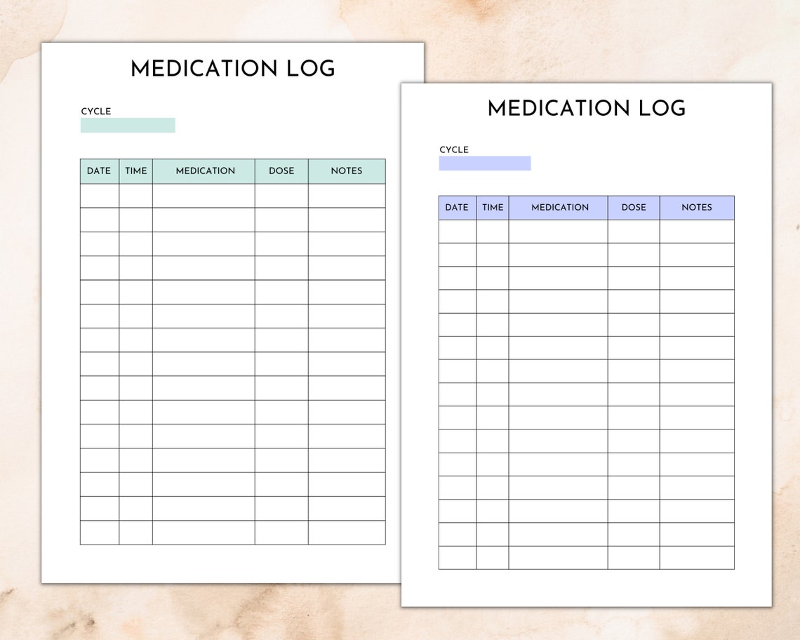 Editable and Printable Medication Log, Medicine Taker Tracker ...