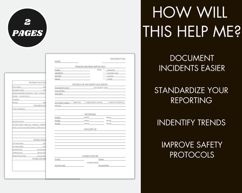 Employee Incident Report Form, Editable and Printable PDF, Employee ...