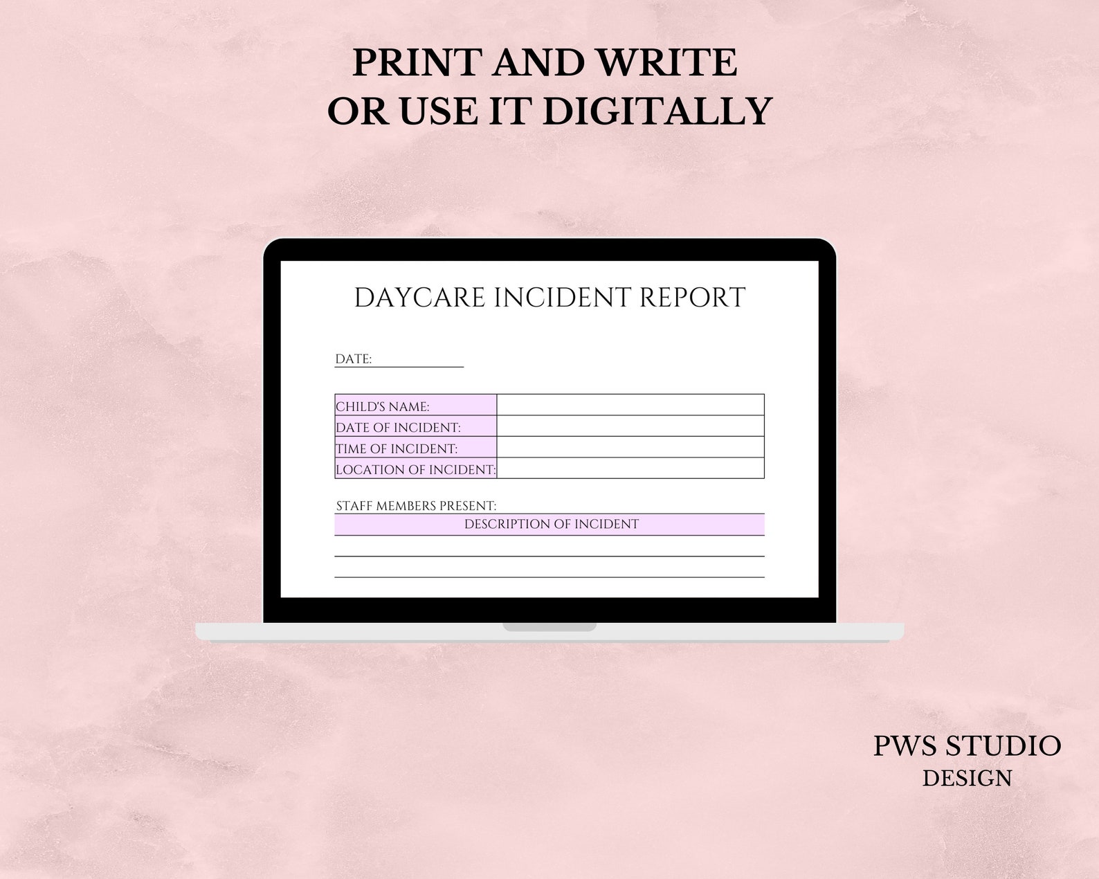 Daycare Incident Report, Child Incident Form, Incident Sheet, Report ...