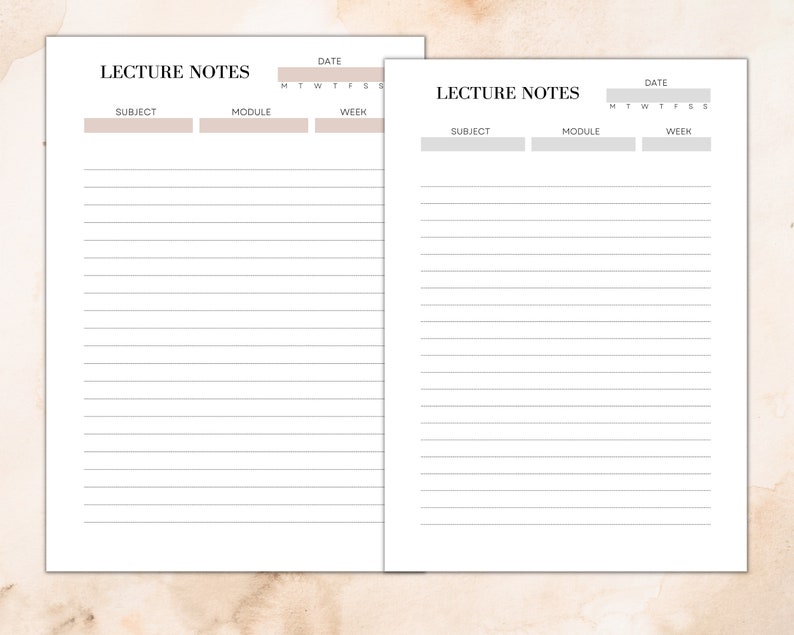 Editable and Printable Lecture Notes, Lecture Note Templates, Student ...
