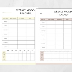 Printable Weekly Mood Tracker, Printable Mood Track, Emotion Log, Mood ...