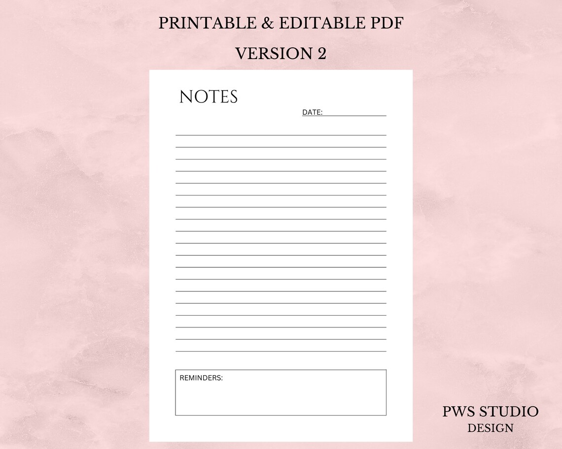 Notes Page Printable Lined Notes Template Note Taking - Etsy