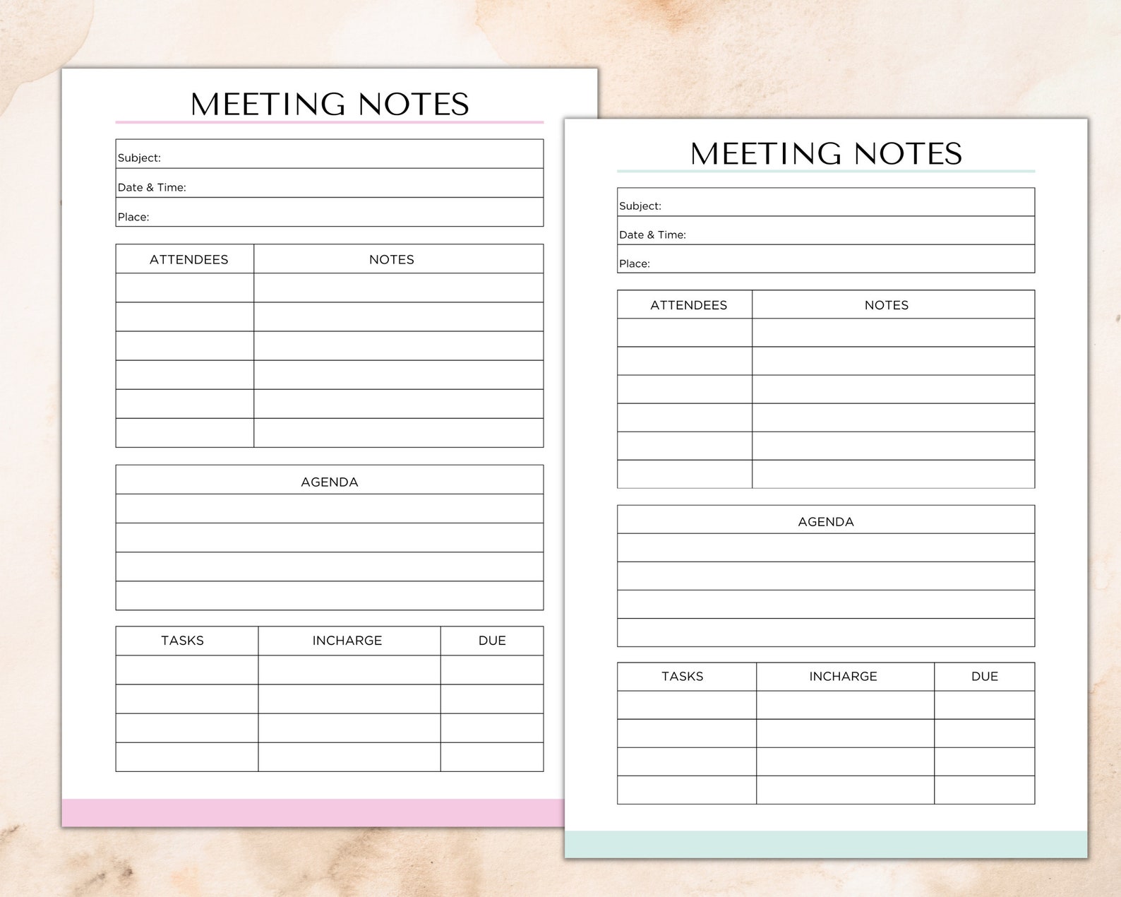 Meeting Minutes Sheet, Editable Meeting Notes, Business Project Record ...