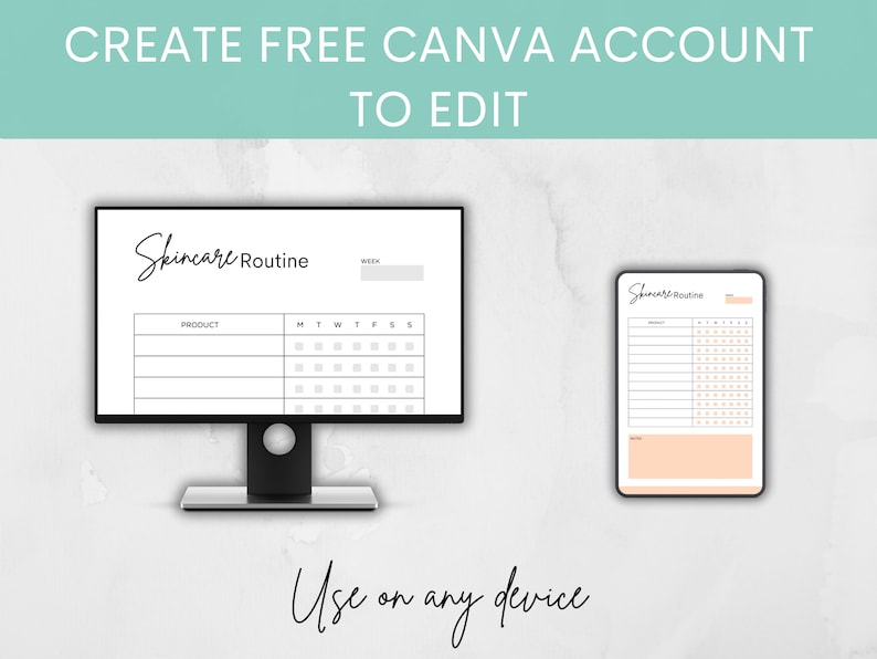 Printable Skincare Routine Template, Editable Self Care Tracker, Beauty ...