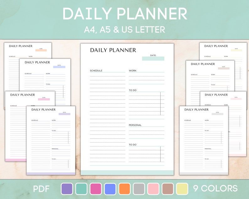 Daily Planner Printable Editable Digital Planner Work From - Etsy