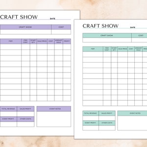 Editable and Printable Craft Show Tracker, Craft Fair Log, Market Stall ...