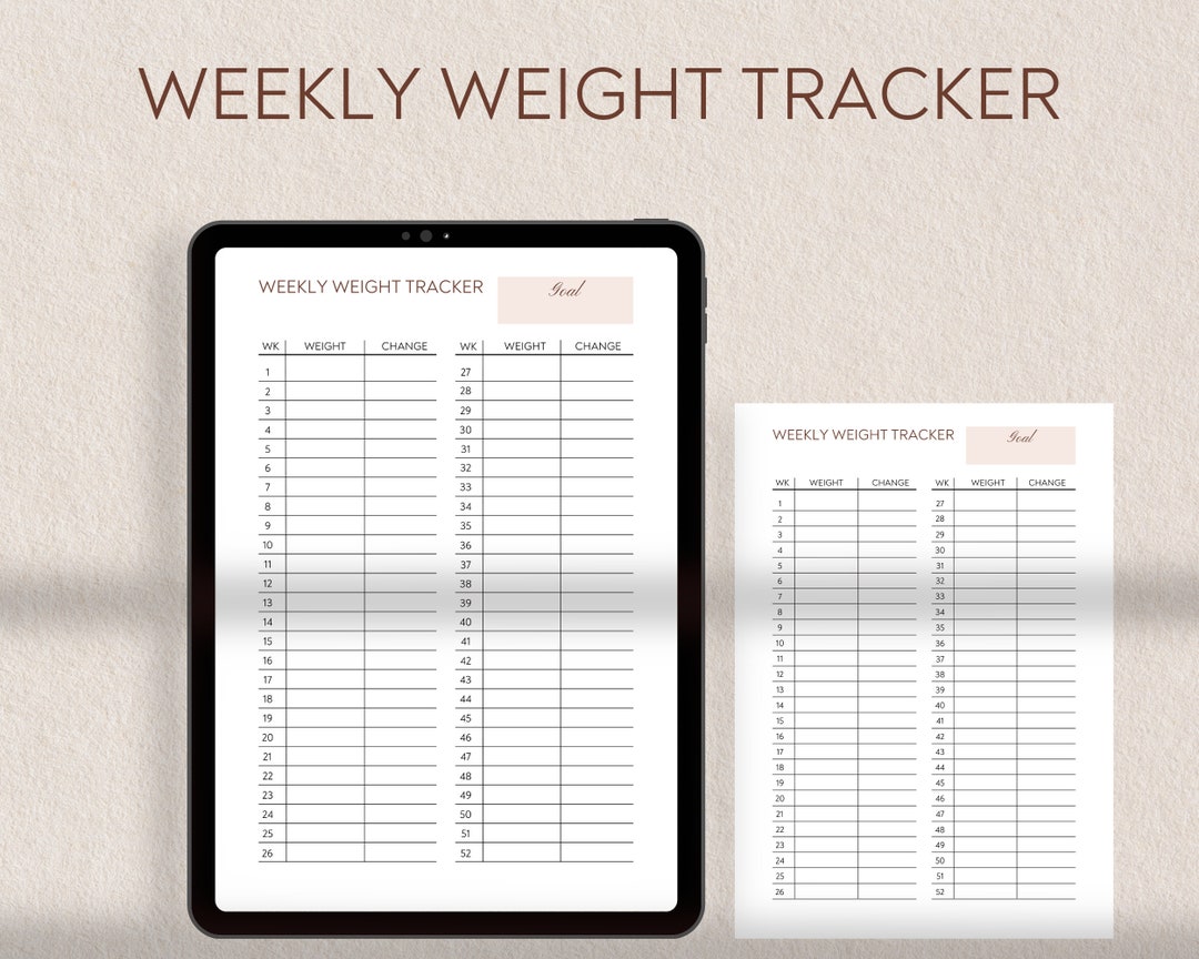 Editable and Printable Weekly Weight Tracker, Melt off Log, Get Fit Chart, A4 A5 Letter PDF - Etsy