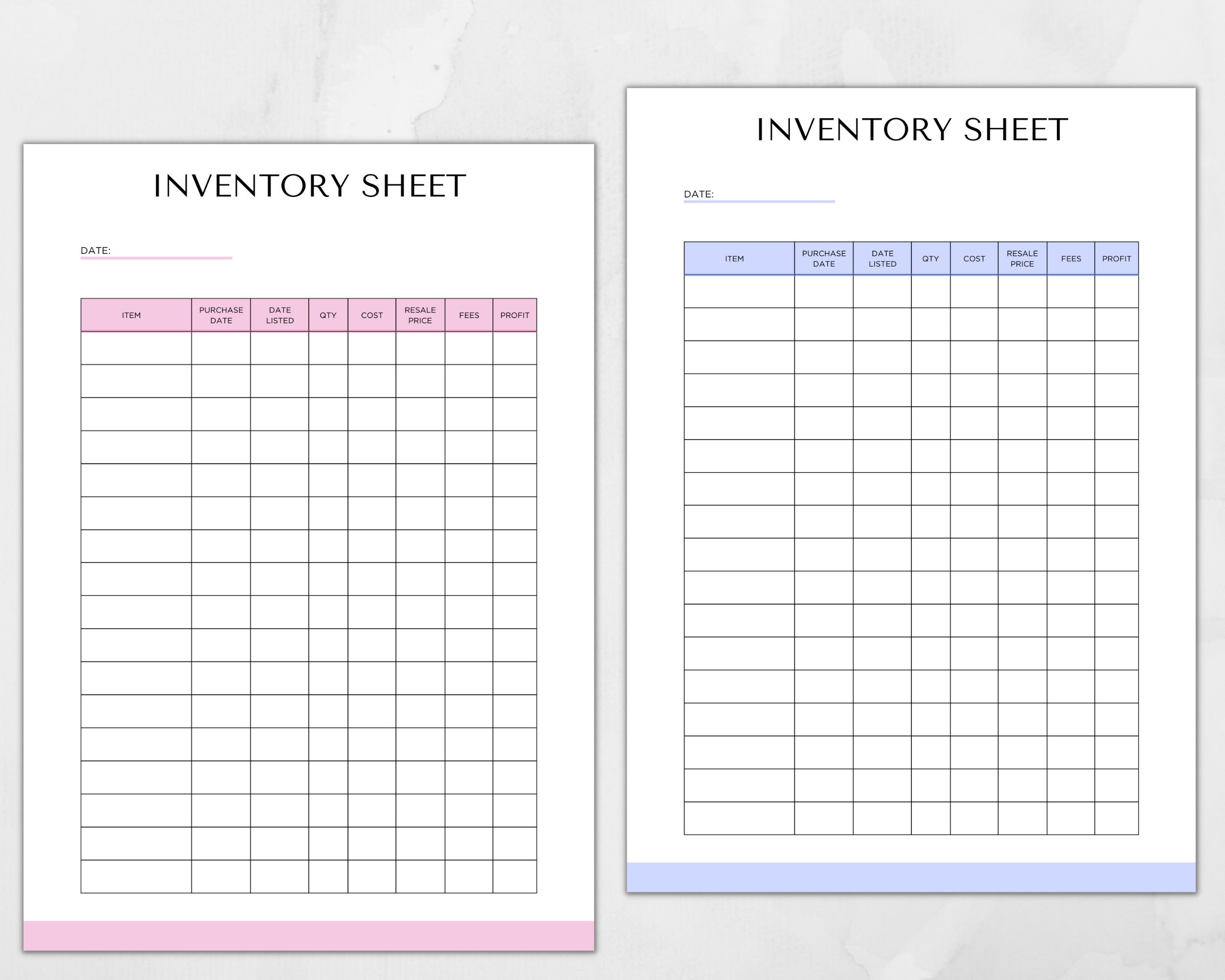 Printable Reseller Inventory Sheet, Editable Small Business Inventory ...