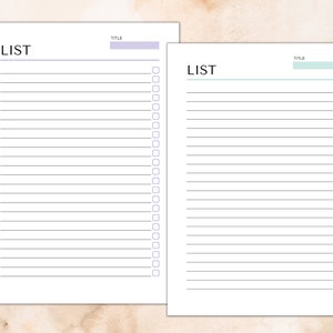 Editable and Printable Checklist Template, Simple List for Planner ...