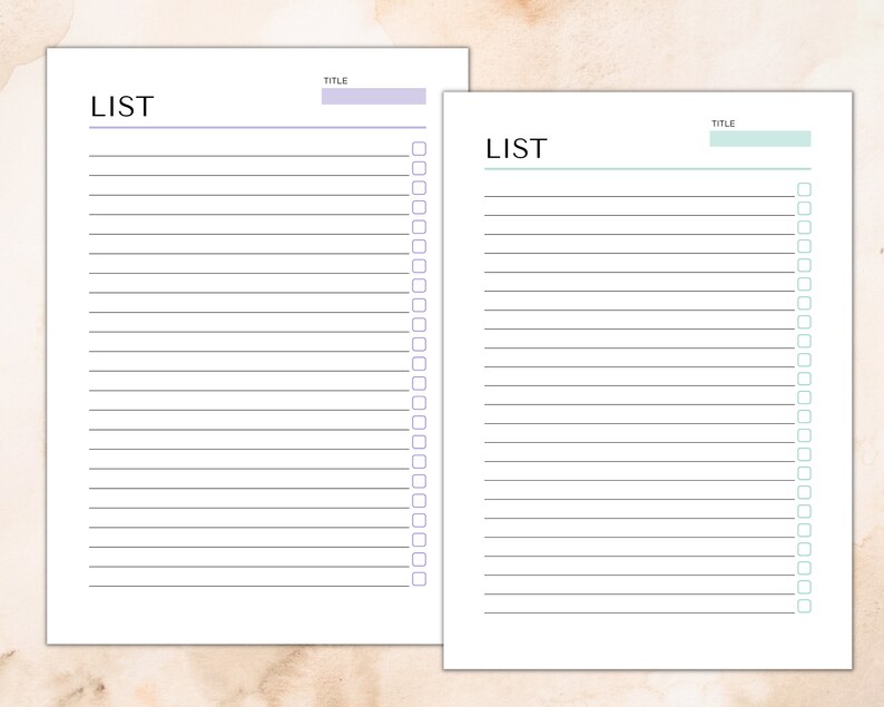 Editable and Printable Checklist Template, Simple List for Planner ...