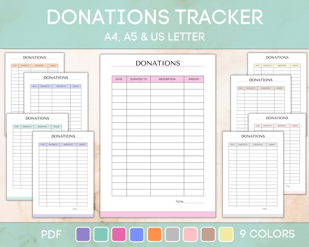 Donation Tracker Printable, Editable Tithe Sheet, Giving Log ...