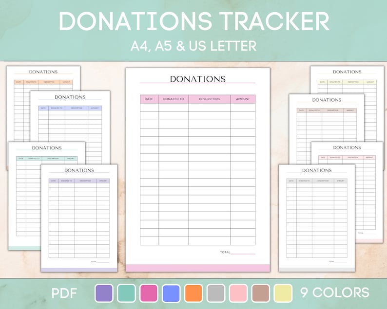 Donation Tracker Printable, Editable Tithe Sheet, Giving Log, Charitable Donations, Financial ...