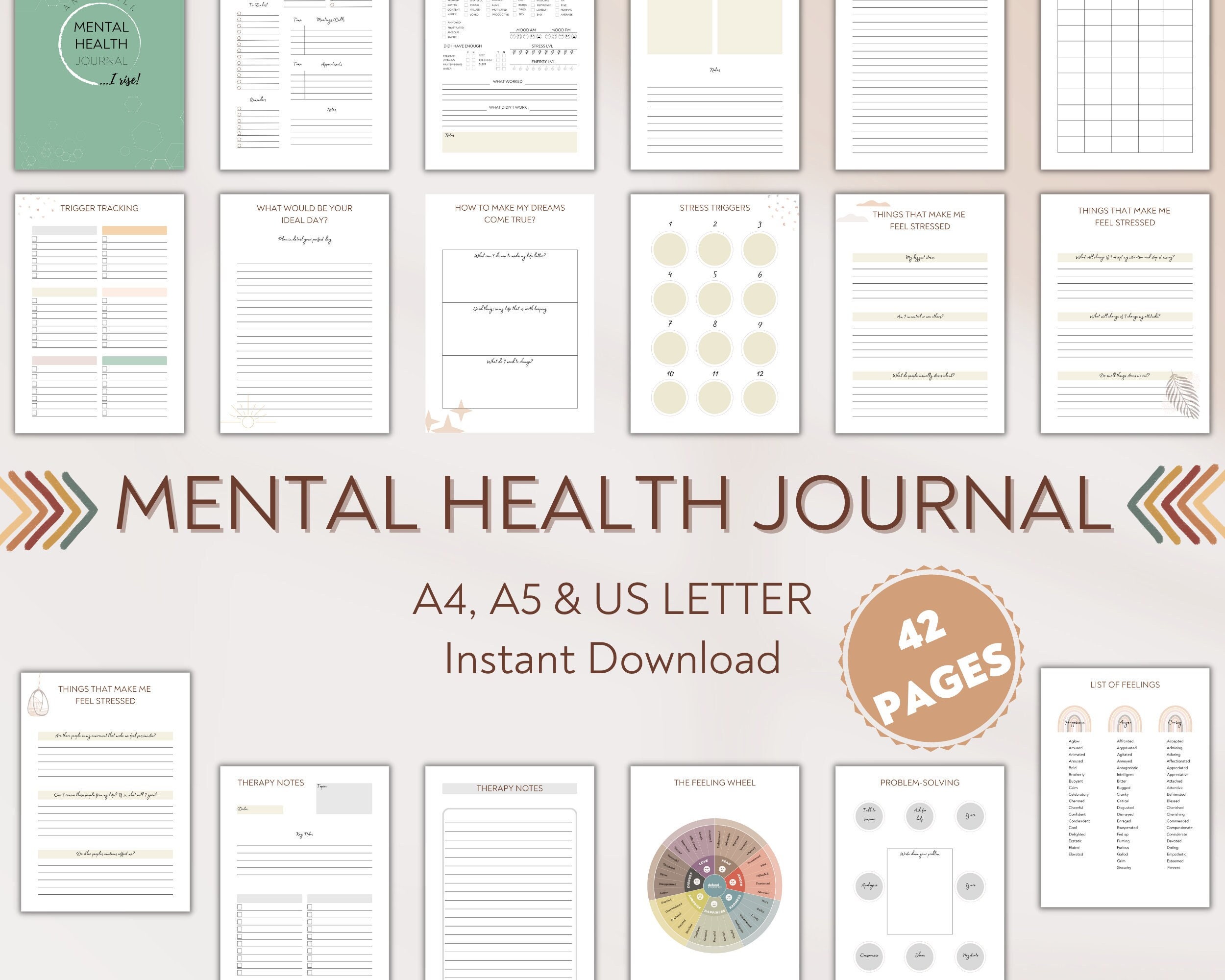 Therapy Journal Worksheets, Mental Health Journal, Self Care Planner ...