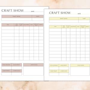 Editable and Printable Craft Show Tracker, Craft Fair Log, Market Stall ...