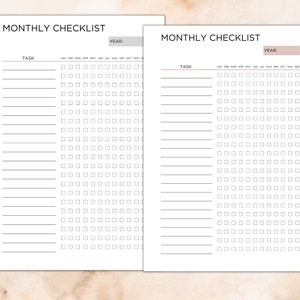 Printable and Editable Monthly Checklist, Month to Do List, Chore List ...