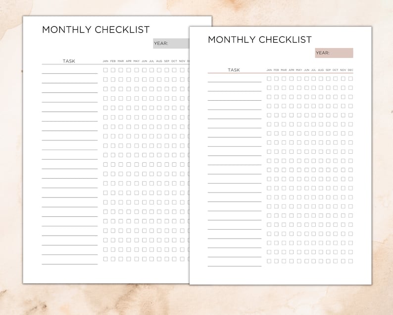 Printable and Editable Monthly Checklist, Month to Do List, Chore List ...