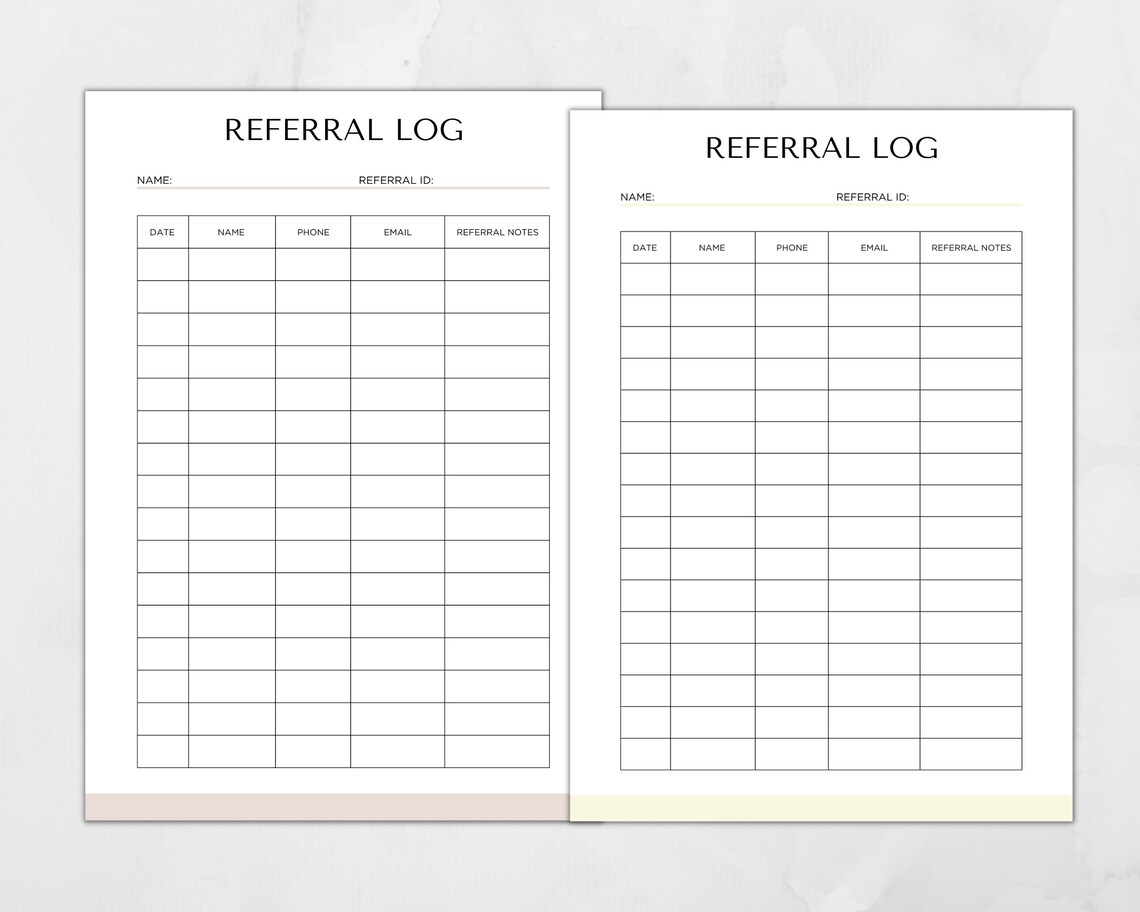 Printable Referral Log, Editable Client Referral Tracking, Referrals ...