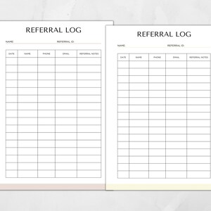 Printable Referral Log, Editable Client Referral Tracking, Referrals ...