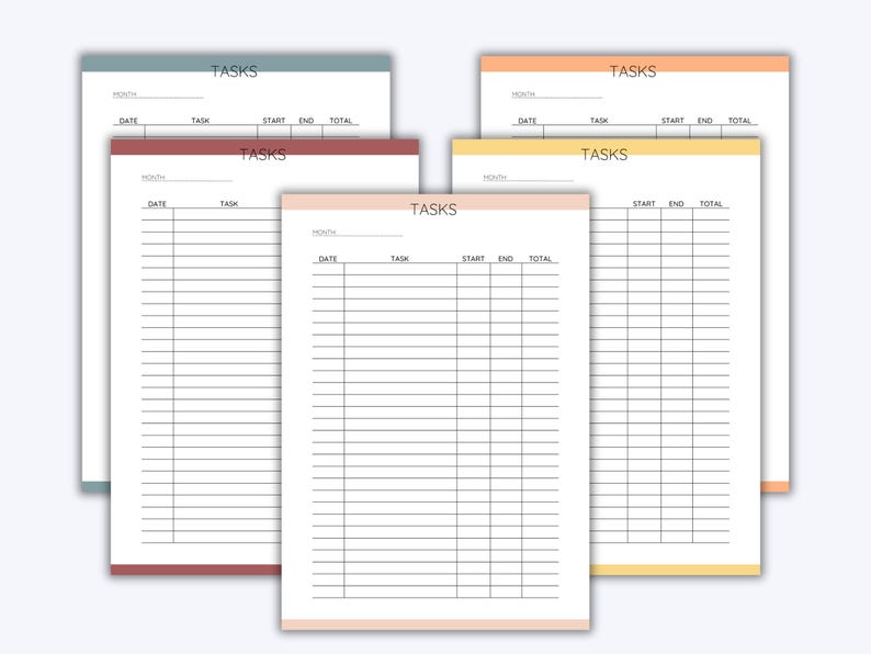 Task Time Tracker Template, Printable Productivity Tool, Time ...