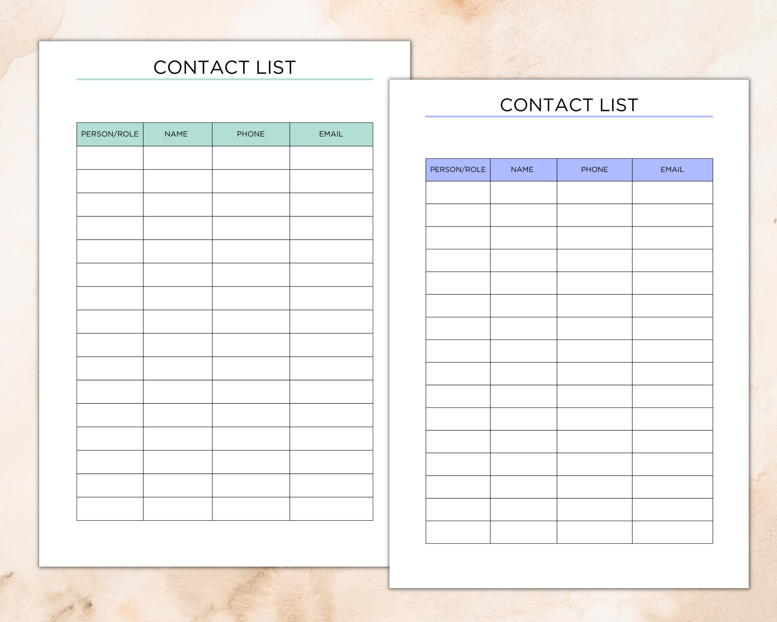 Contact List Printable and Editable, Print at Home Address Book Insert ...