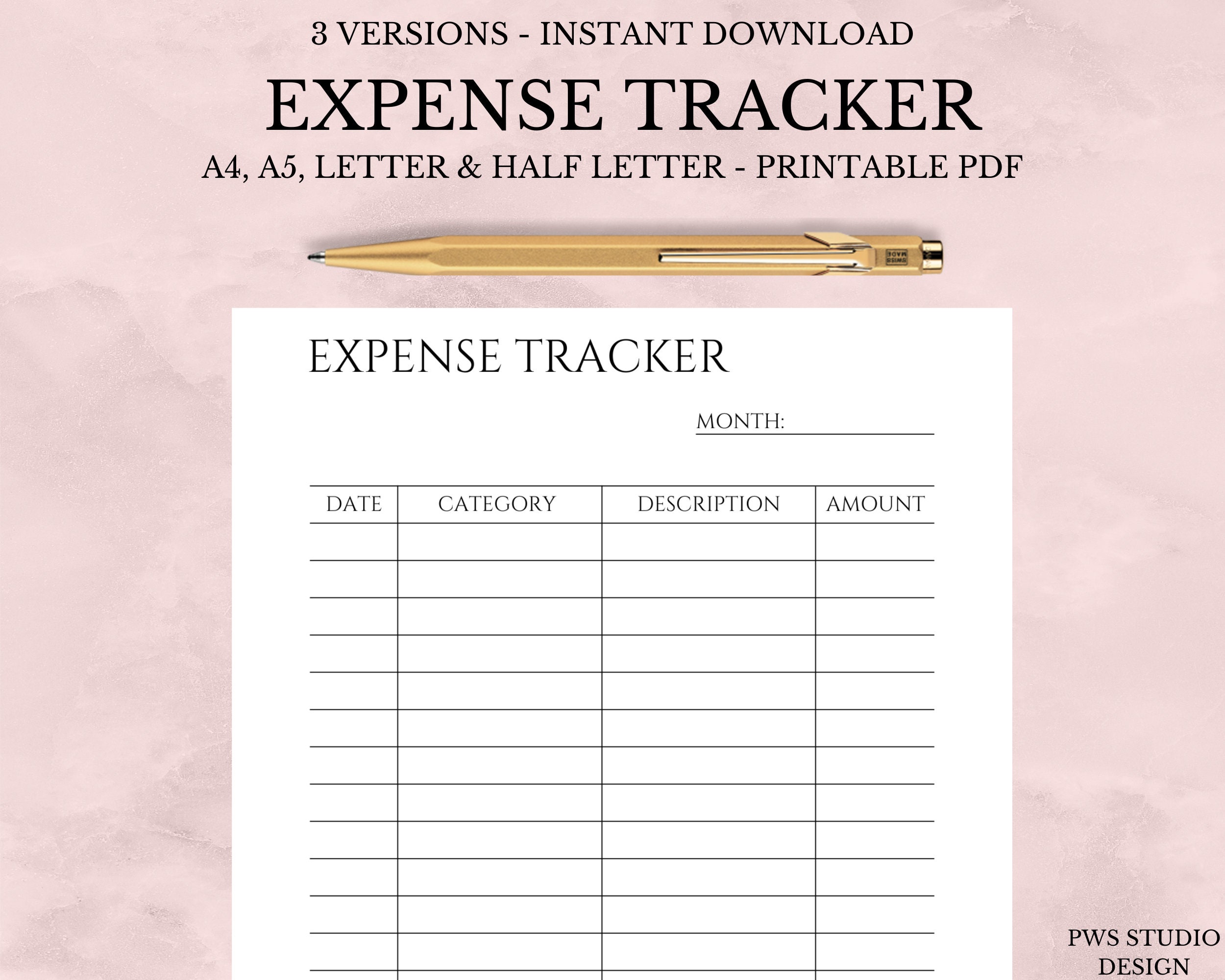 Expense Tracker PDF, Printable and Editable, Spending Log, Business ...