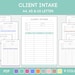 Printable Client Intake Form, Editable Client Service List, Client ...