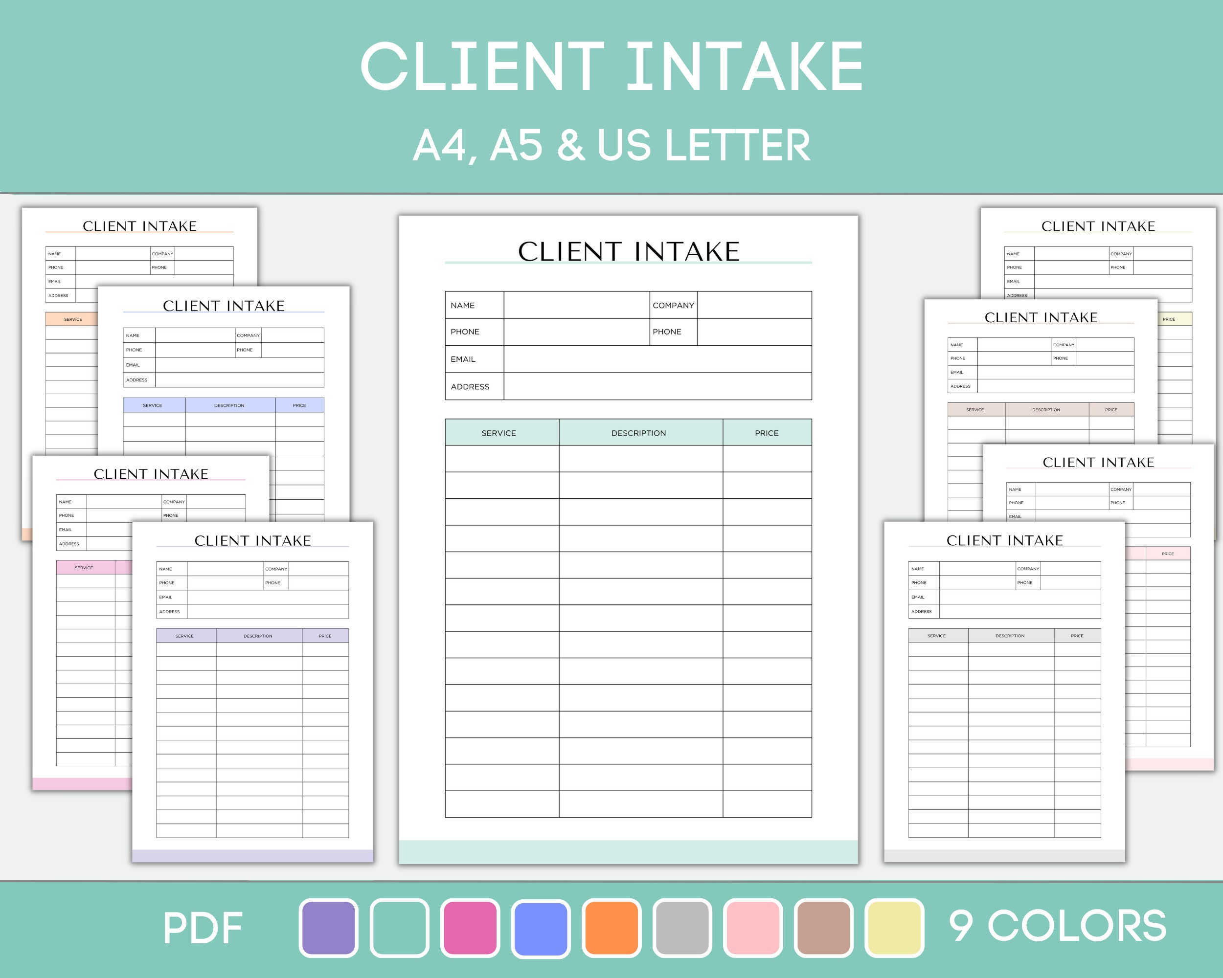 Printable Client Intake Form, Editable Client Service List, Client ...