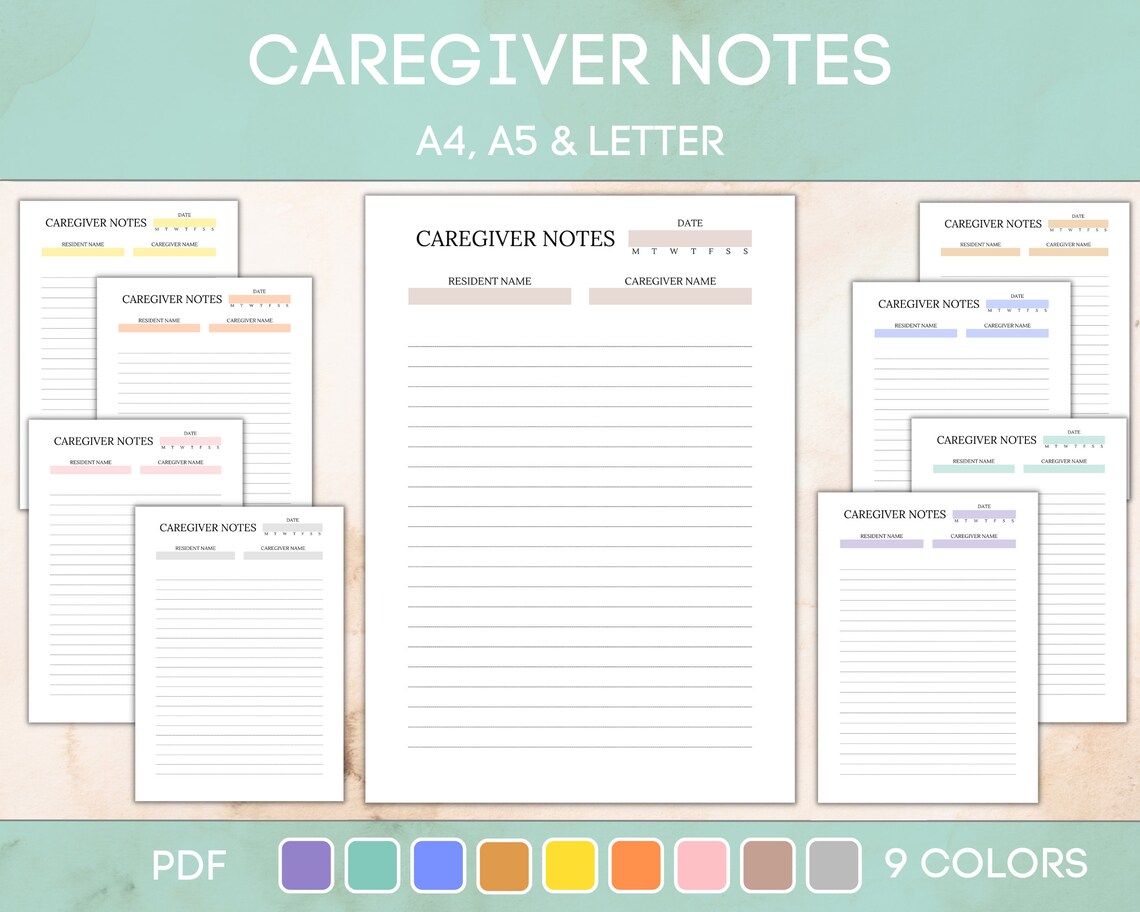 Editable and Printable Caregiver Notes, Caregiver Sheet, Notes for ...