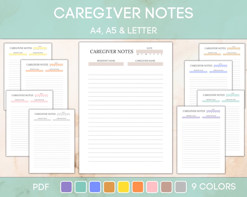 Editable and Printable Caregiver Notes, Caregiver Sheet, Notes for ...