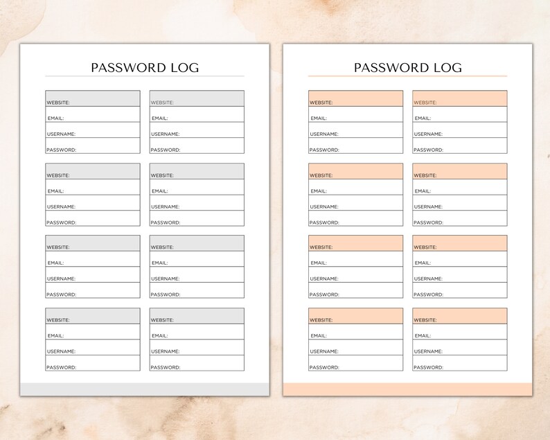 Password Tracker Printable, Editable Password Log, Password Keeper ...