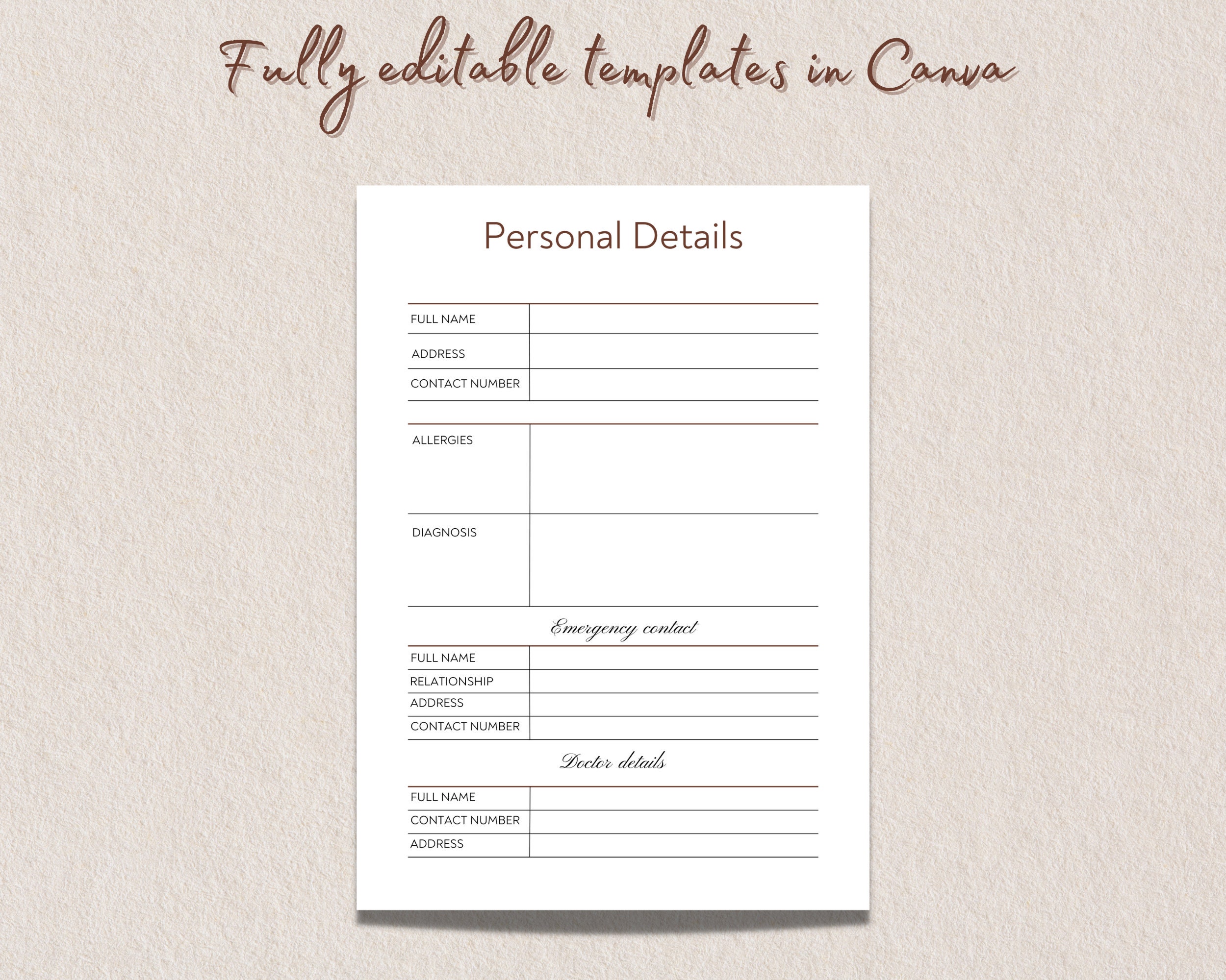 Medical Planner Printable and Editable, Healthcare Log, Chronic Illness ...