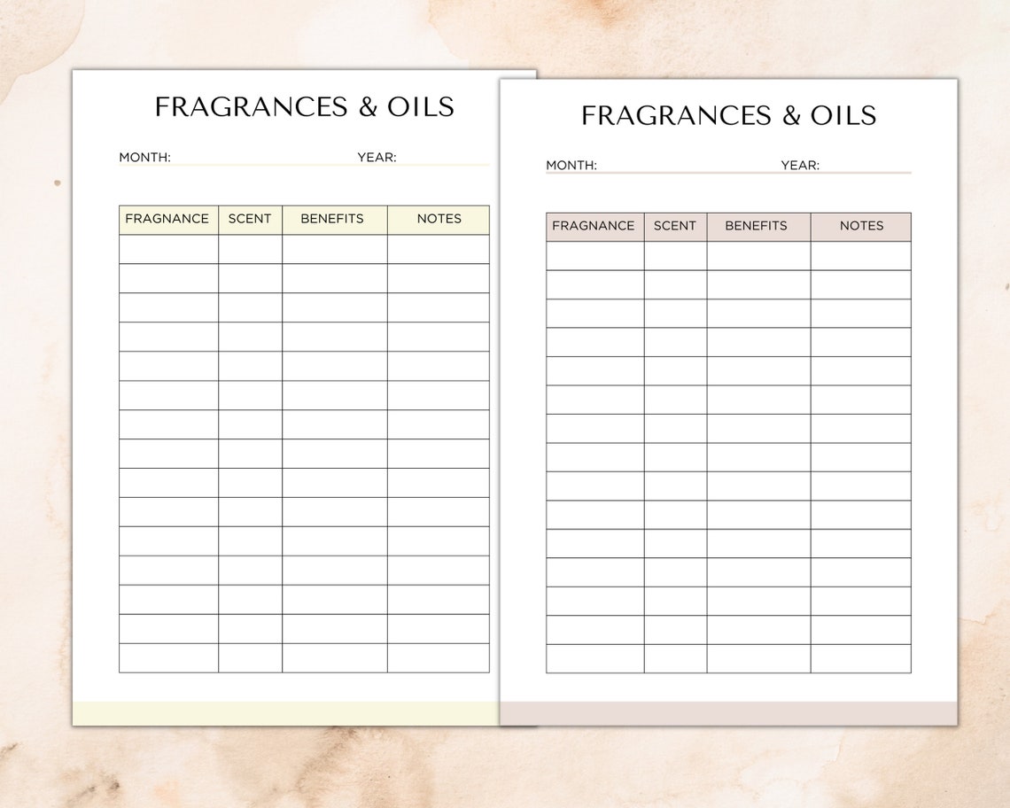 Fragrance and Oil Tracking Form, Printable DIY Candle Maker Soap, Maker ...