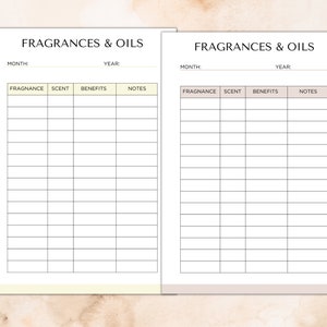 Fragrance and Oil Tracking Form, Printable DIY Candle Maker Soap, Maker ...