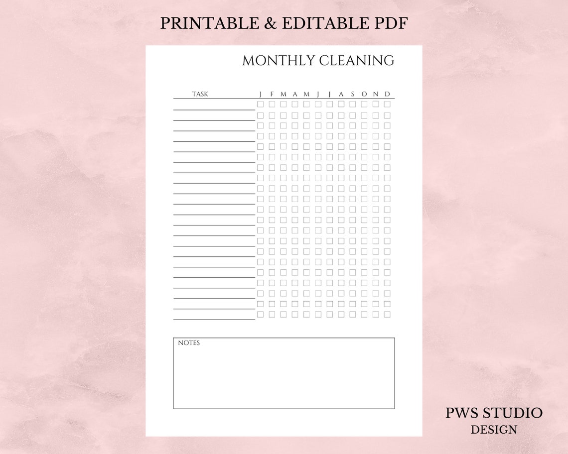 Printable Daily Weekly Monthly Cleaning Planner, Editable Cleaning ...