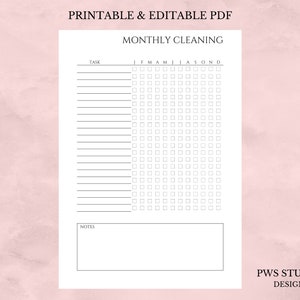Printable Daily Weekly Monthly Cleaning Planner, Editable Cleaning ...