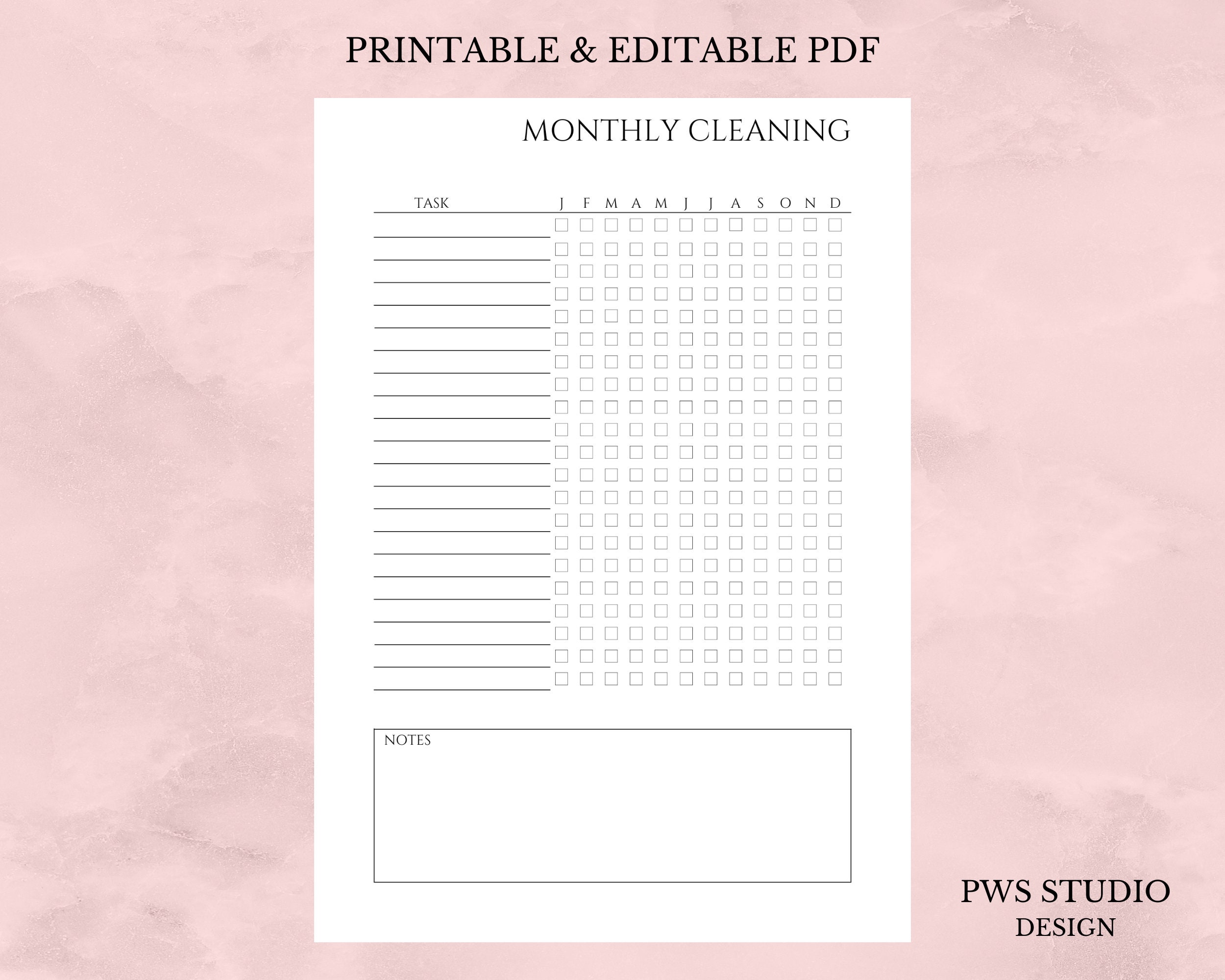 Printable Daily Weekly Monthly Cleaning Planner, Editable Cleaning ...