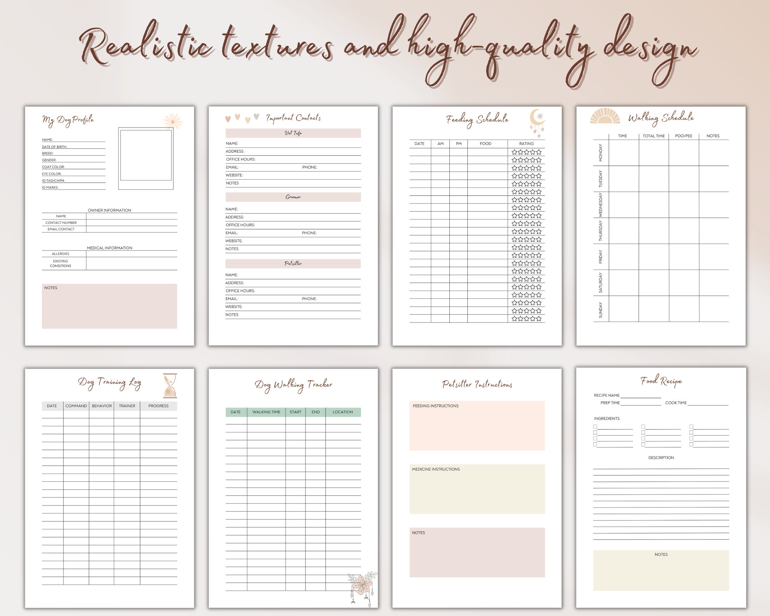 Printable Pet Care Planner, Printable Care Checklist, Pet Organizer ...