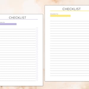 Editable and Printable Blank Checklist, Fillable Checklist for Daily ...