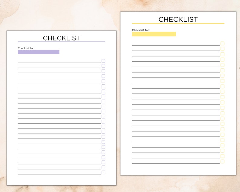 Editable and Printable Blank Checklist, Fillable Checklist for Daily ...